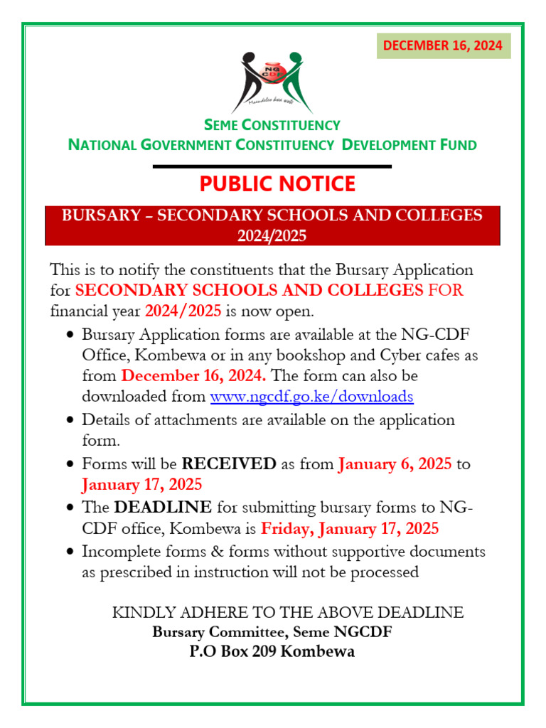 Seme Constituency Bursary Notice 2024/2025 | PDF