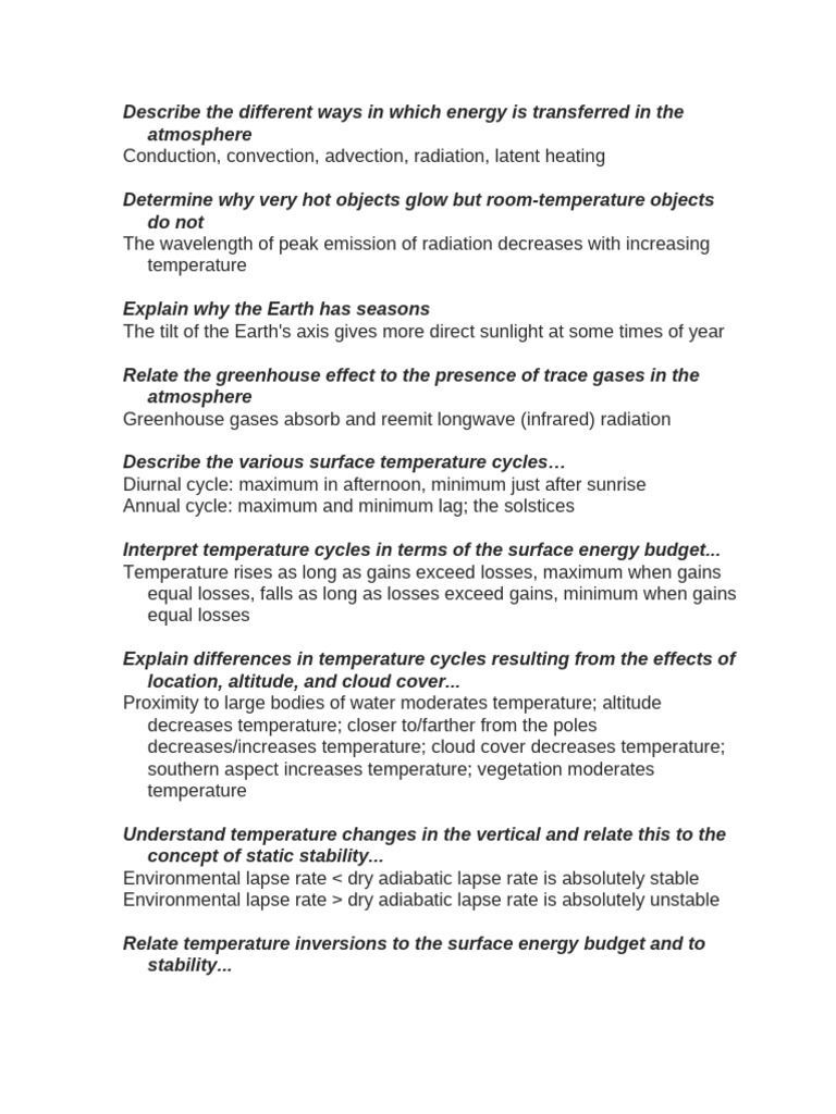 Meterology Cheat Sheet | PDF | Cloud | Atmosphere Of Earth
