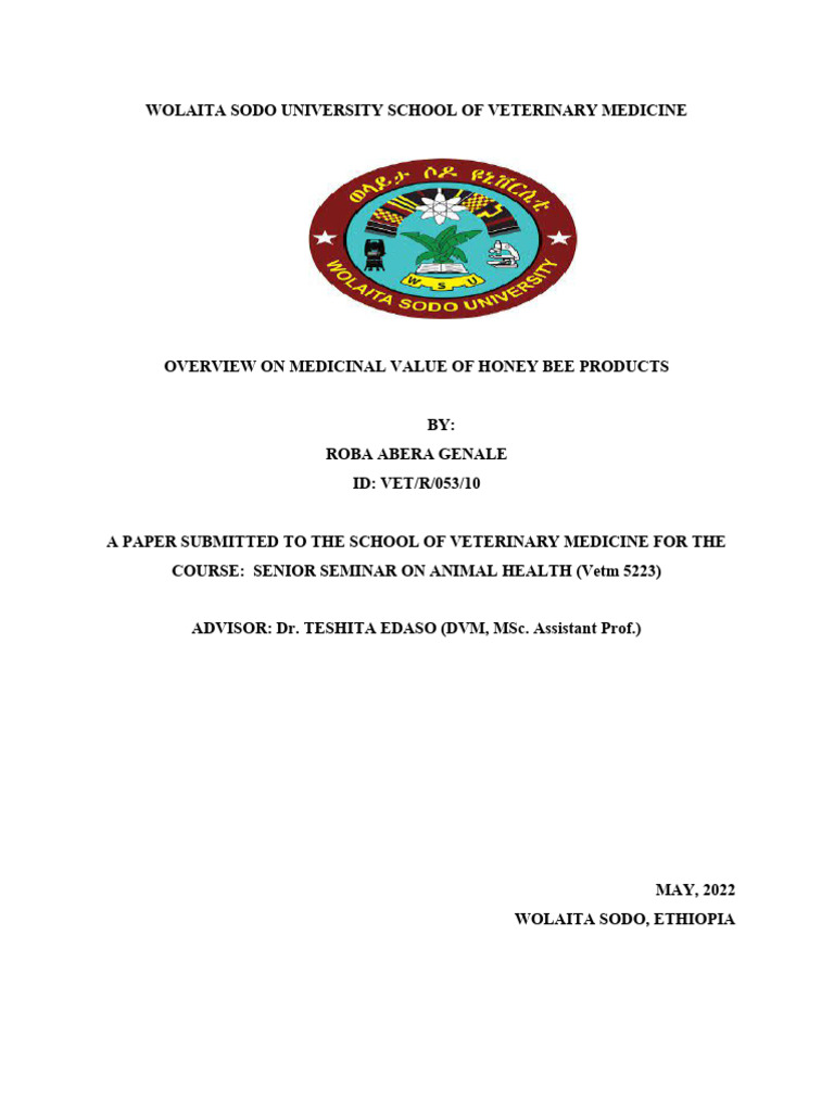 Medicinal Value of Honey Bee Production. by Dr. Roba Abera | PDF | Honey | Apoptosis
