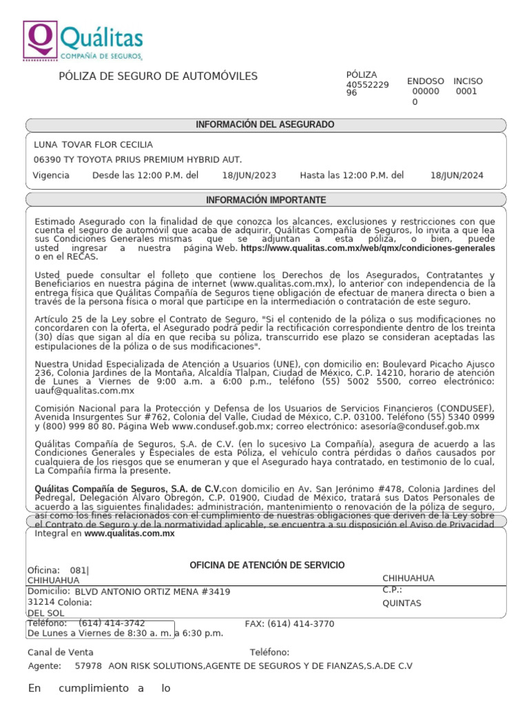 Qualitas Editable 2 | PDF | Póliza de seguros | Seguro