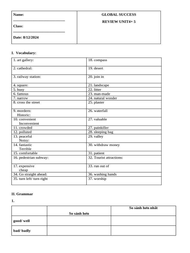 Review Unit 4 5 L P 6 Pdf Foods