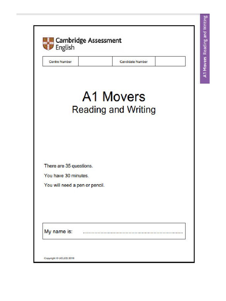 Movers Test 1 | PDF