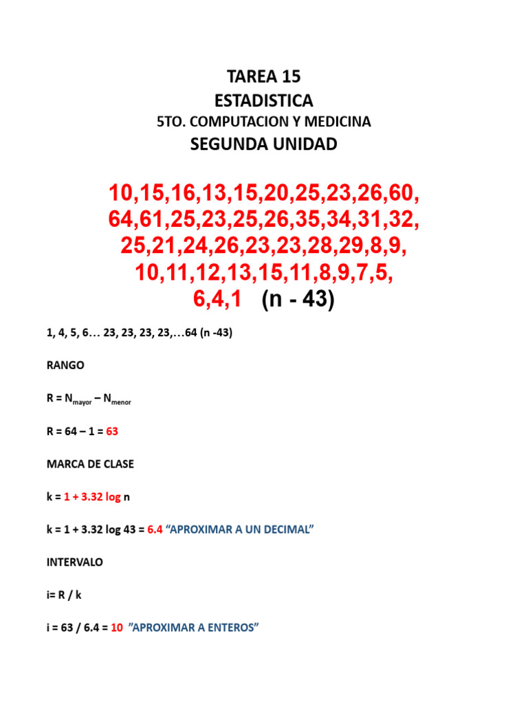 Tarea 15 5to. Baco Estadistica | PDF