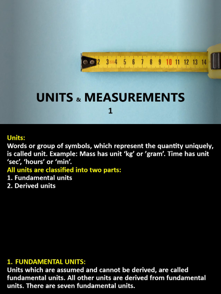 Units and Measurements Lec 1 | PDF