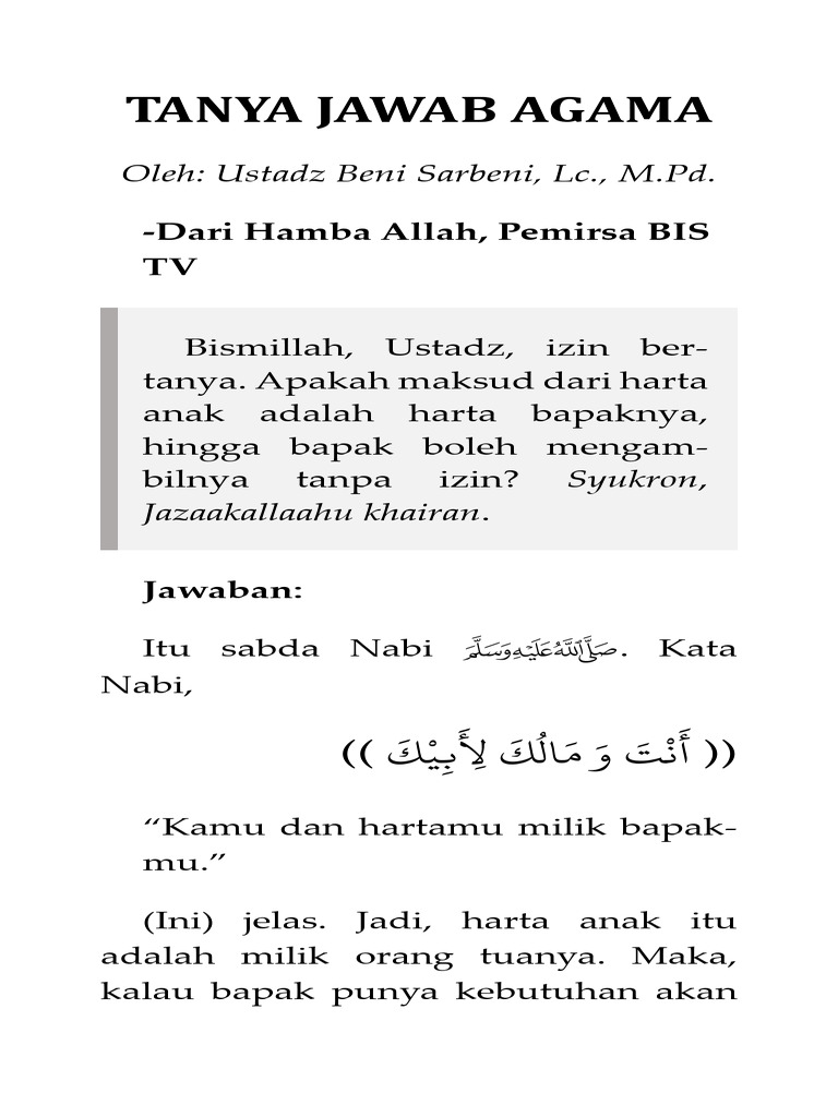 Tanya Jawab MBIS Edisi 12 | PDF