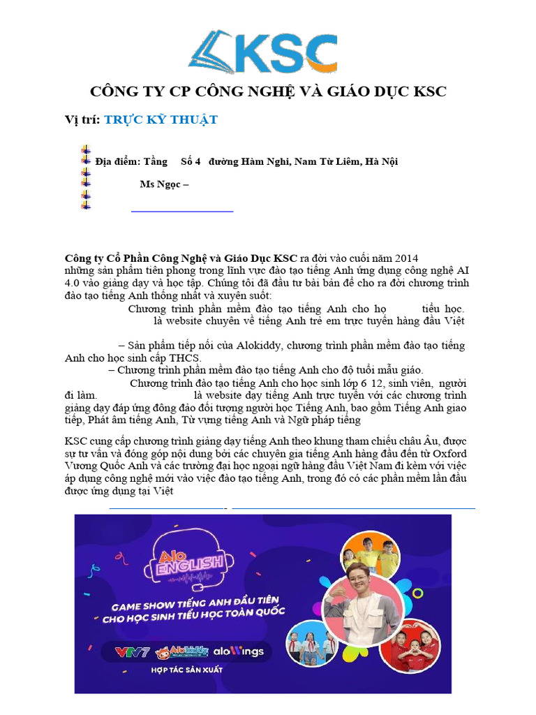 [KSC] JD TRỰC KỸ THUẬT ONLINE | PDF