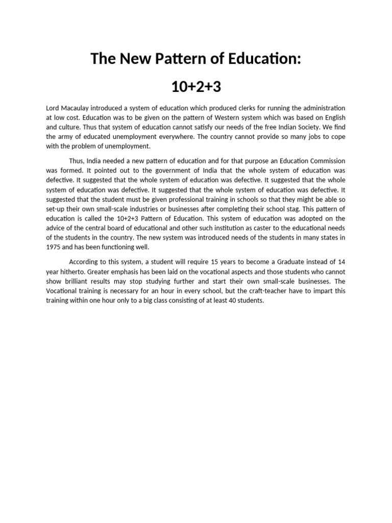 The New Pattern of Education | PDF