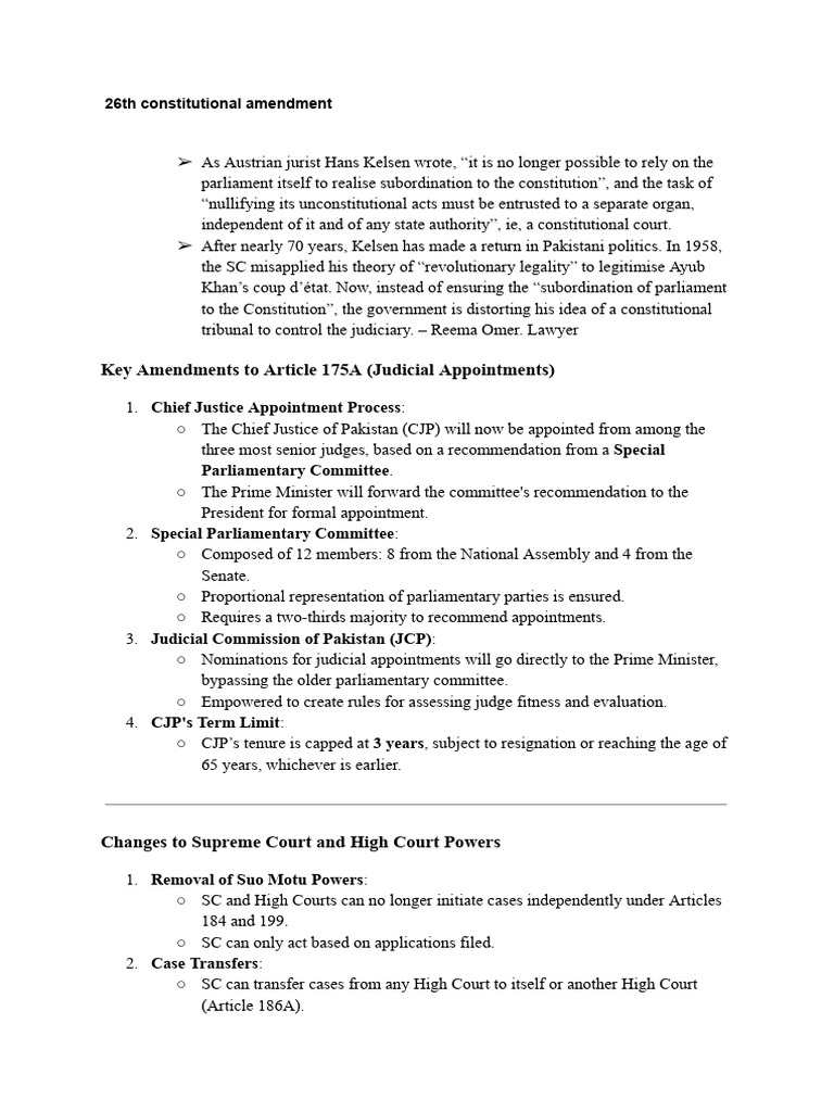 Pakistan's 26th Constitutional Amendment Explained | PDF | Supreme ...