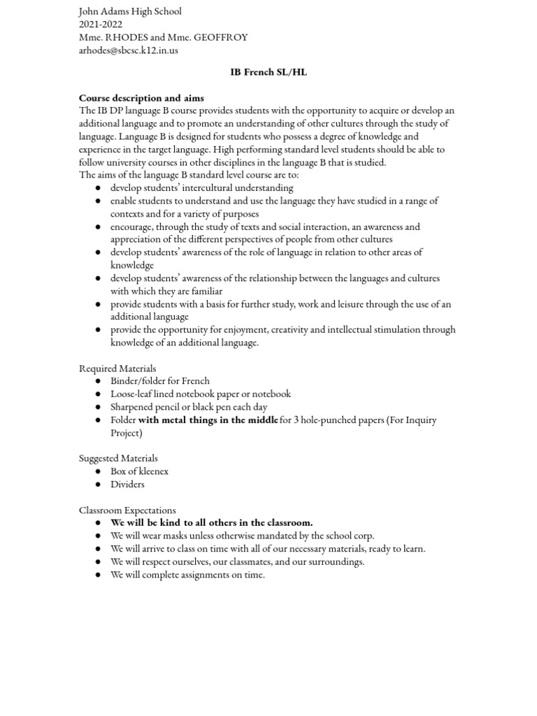 2021-22 French IB Syllabus | PDF | Plagiarism | Cognition