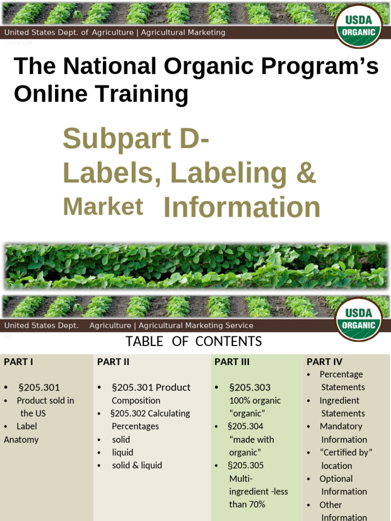 NOP Labelling Training | PDF | Food Industry