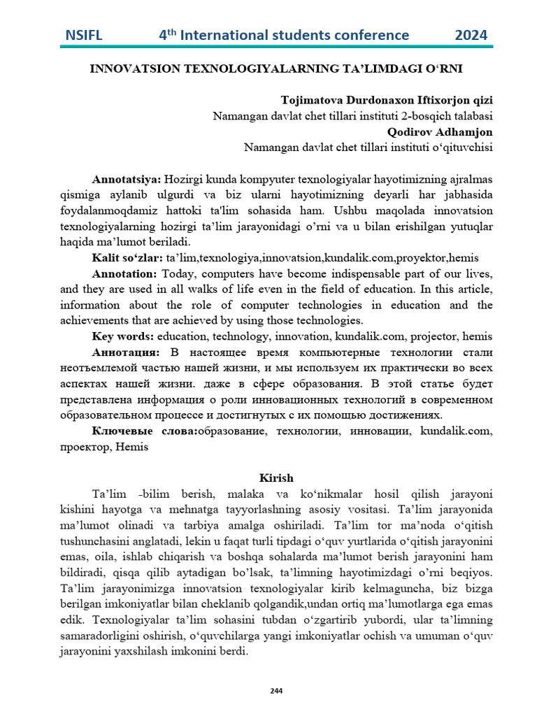 4-Xalqaro Talabalar Anjumani-244-246 | PDF