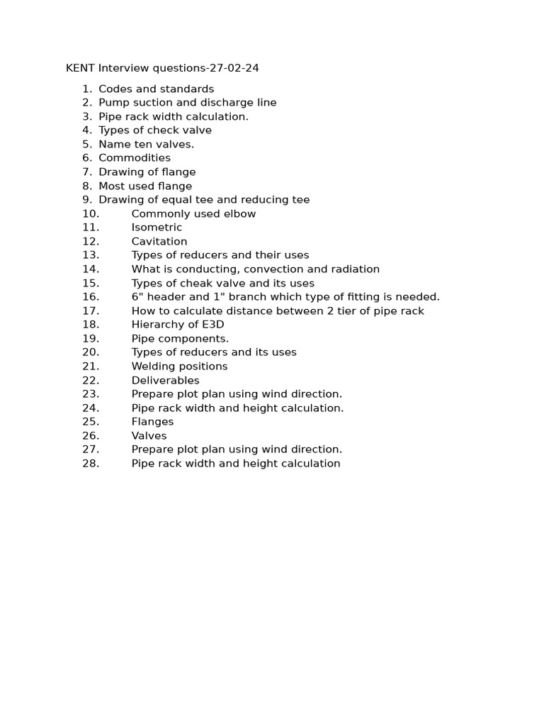 KENT Interview Questions Overview | PDF
