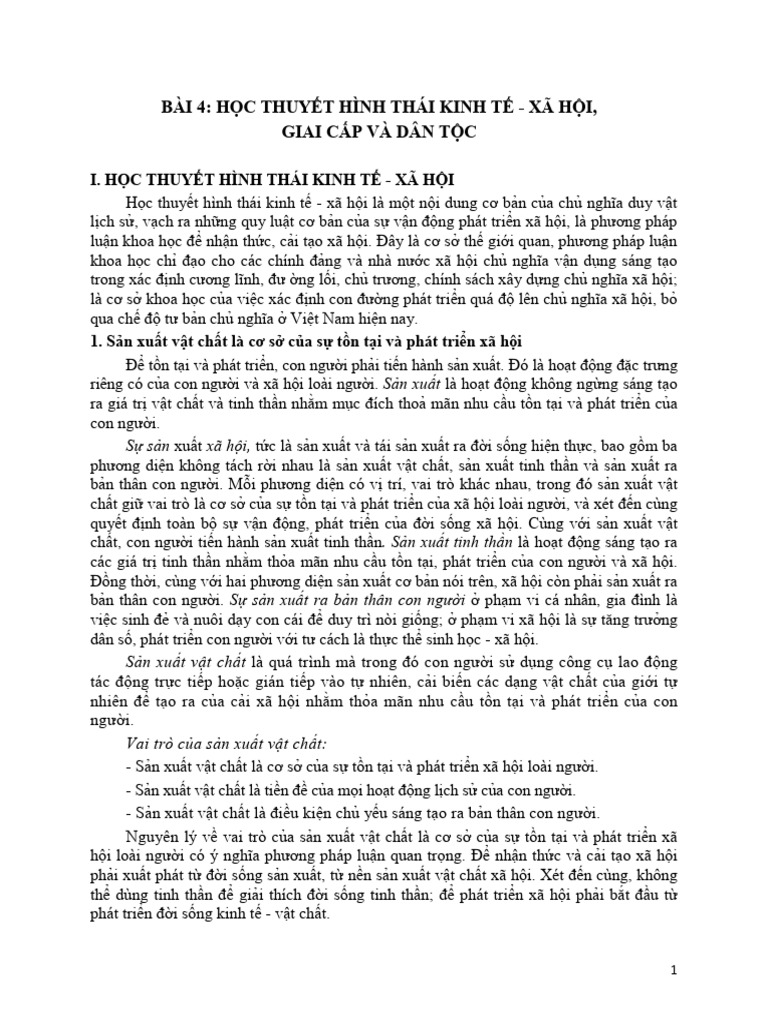 Bài 4: H C Thuy T Hình Thái Kinh T - Xã H I, Giai C P Và Dân T C | PDF