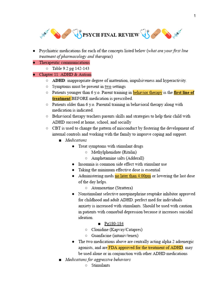 PSYCH Final Exam Review | PDF | Mania | Schizophrenia