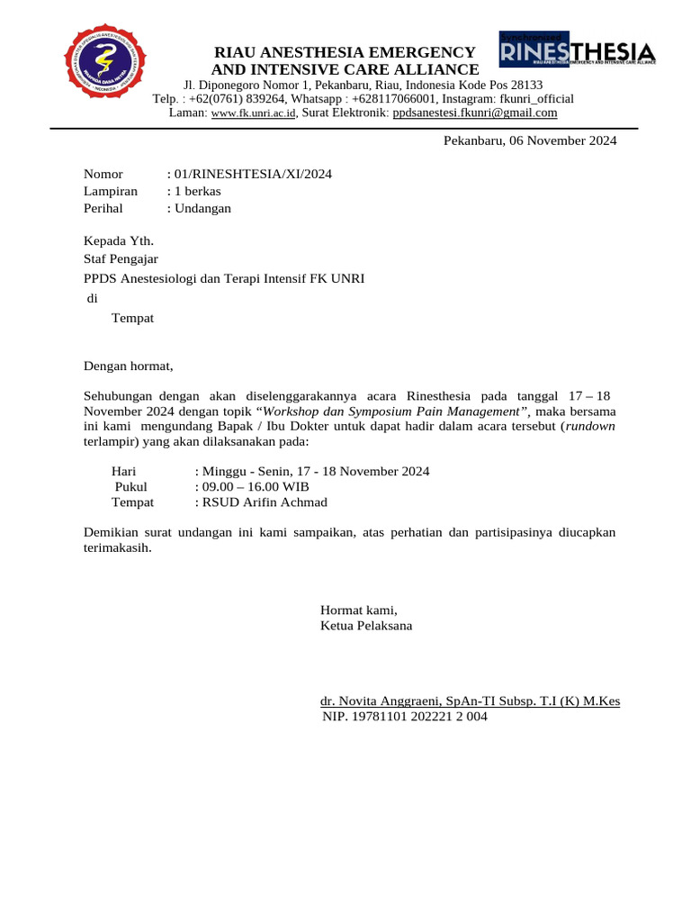 Surat Undangan Peserta Tanpa TTD Dan Cap | PDF