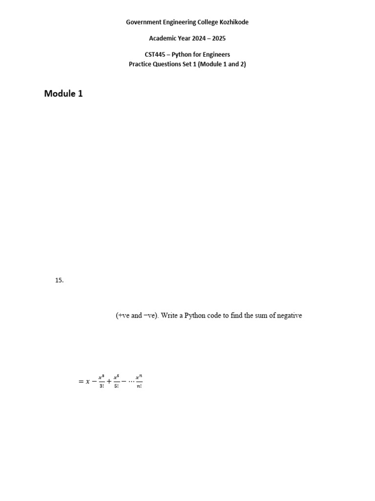 CST445 Practice Questions Set 1 | PDF | Python (Programming Language ...