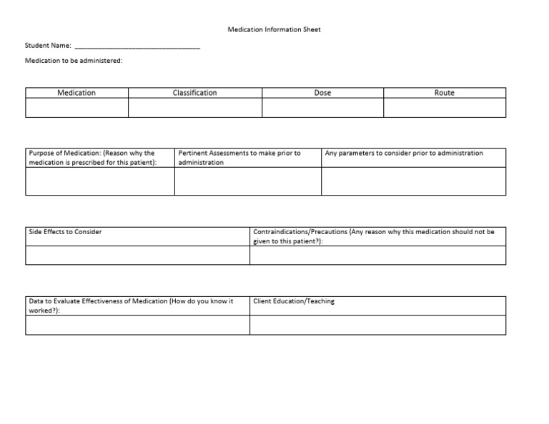 Clinical-Medication Information Sheet 2 | PDF