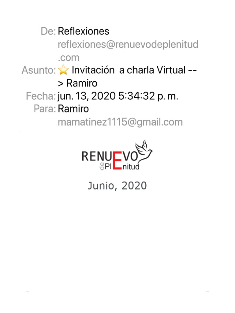Invitación A Charla Virtual - Ramiro | PDF