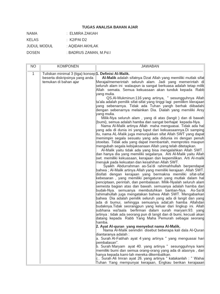ELMIRA ZAKIAH ANALISIS MODUL 3 KB 1 | PDF