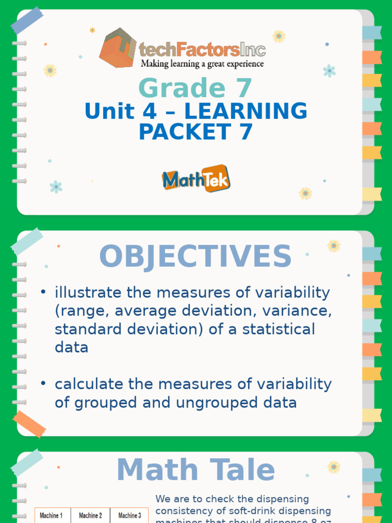 Lesson Slides MT7 U4 L7 | PDF | Standard Deviation | Variance