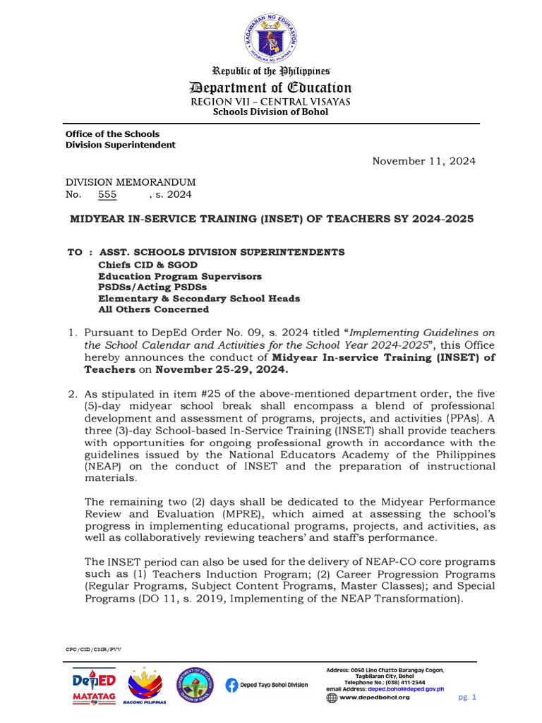 Midyear INSET for Teachers 2024-2025 | PDF