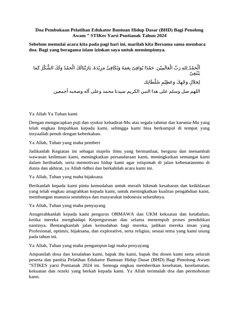 Teks Doa Pembukaan | PDF