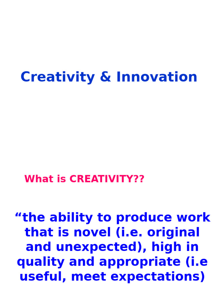 Creatvity and Innovation Concept Unit 1 | PDF | Creativity | Innovation