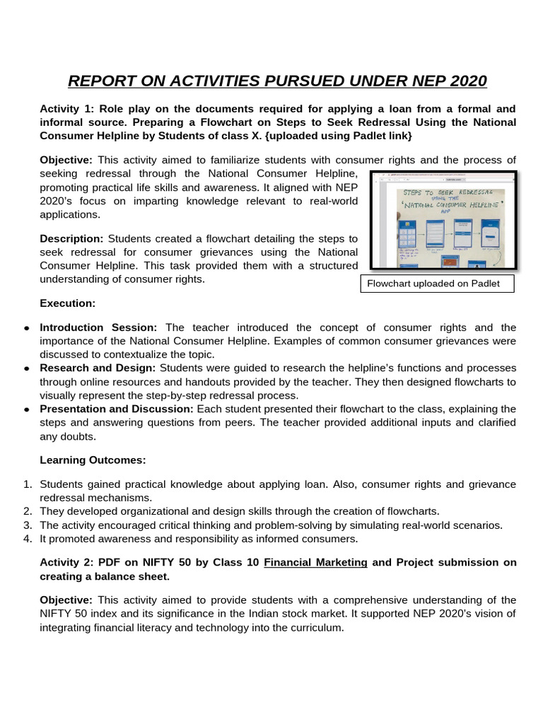 NEP 2020 Activities Report for Students | PDF | Learning | Creativity