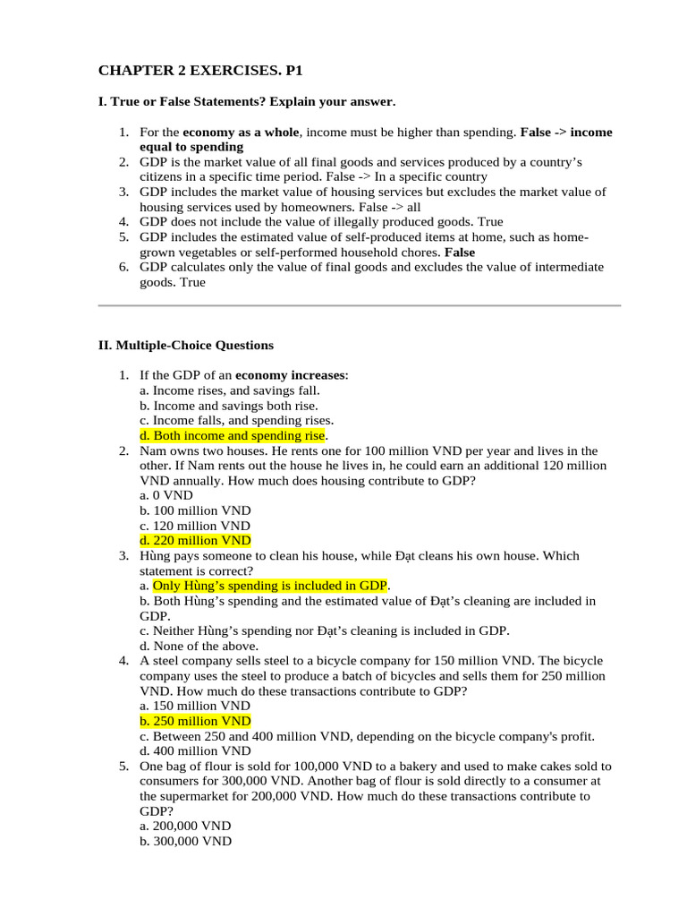 CHAPTER 2 EXERCISES | PDF | Consumer Price Index | Gross Domestic Product