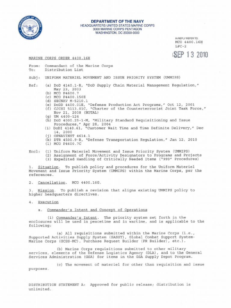 UMMIPS Policy Update MCO 4400.16H | PDF | Joint Chiefs Of Staff ...