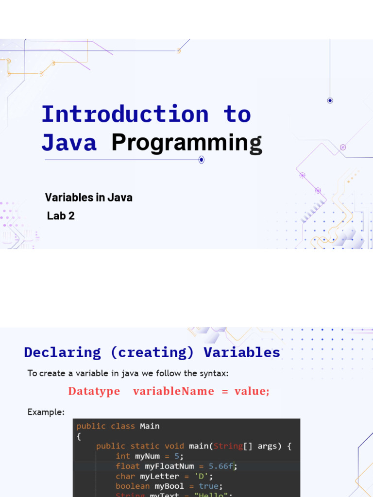 Programming(1) - Lab2 | PDF | Data Type | Variable (Computer Science) Programming(1) - Lab2 | PDF | Data Type | Variable (Computer Science)