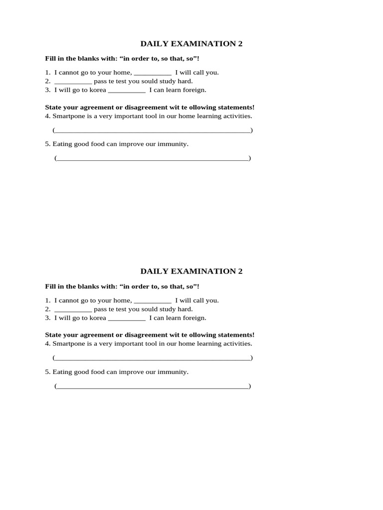 Daily Examination 2 | PDF