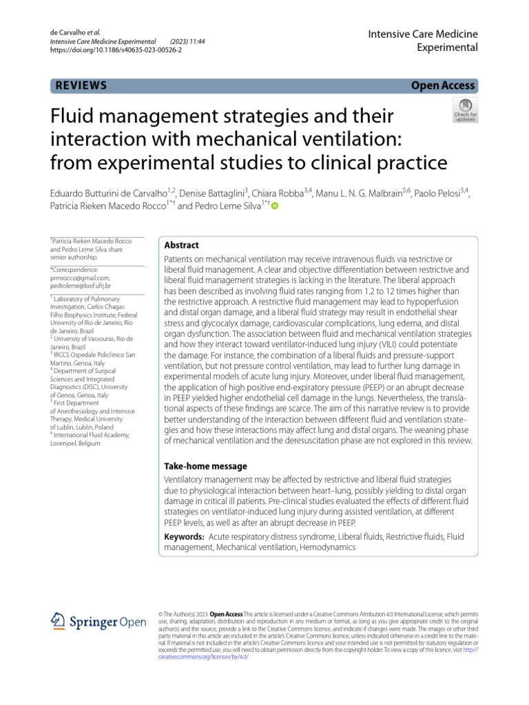 Fluid Management Strategies and Their Interaction With Mechanical | PDF ...