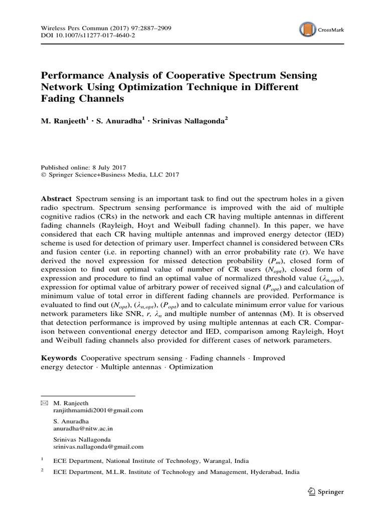 Paper12 Journal WPC Springer SCI | PDF | Signal To Noise Ratio | Radio Spectrum
