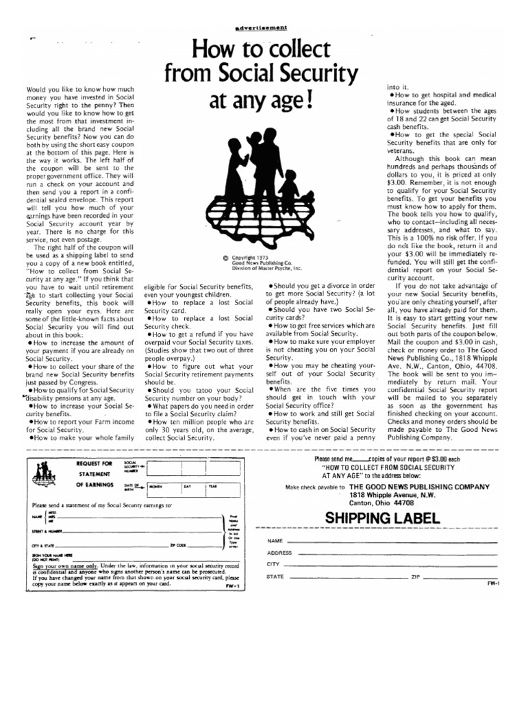 Social Security Ad by Gary Halbert Swipe File Archive Marketing ...