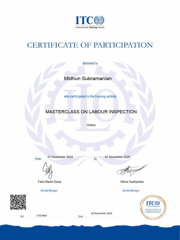 Masterclass - Labour Inspection 20 Dec 2024 Certificate | PDF
