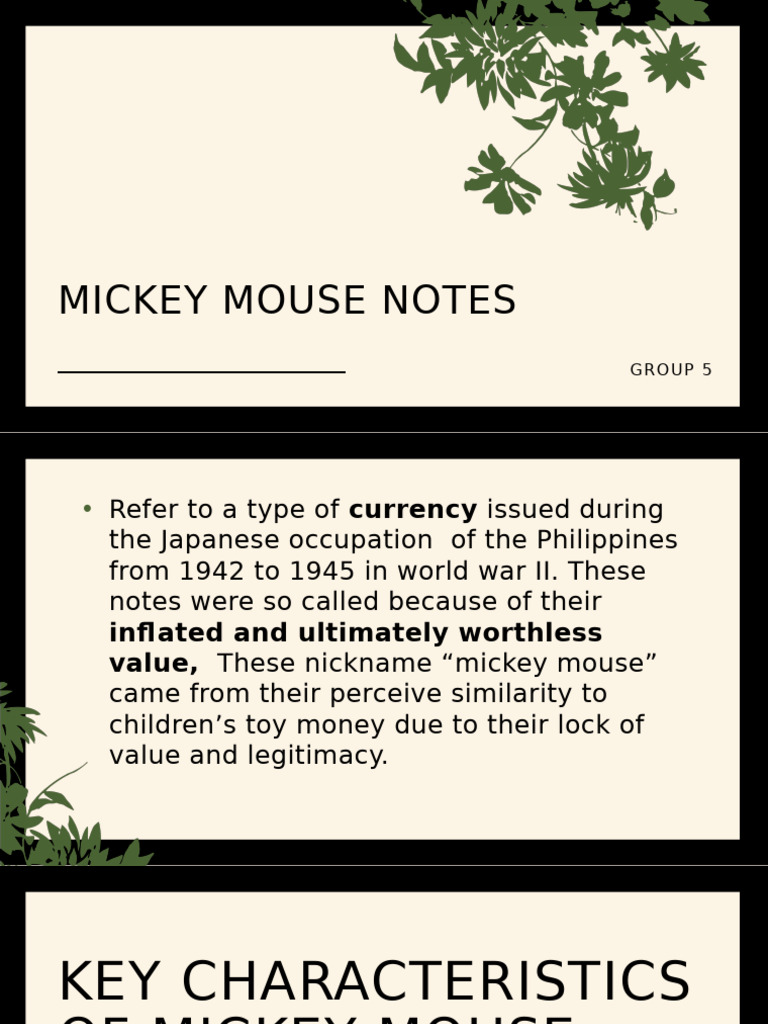 Mickey Mouse Notes Group 5 | PDF | Money | Currency