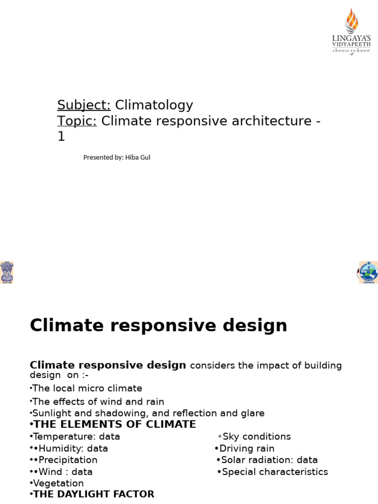 Climate Responsive Design 1 | PDF | Climate | Atmosphere Of Earth