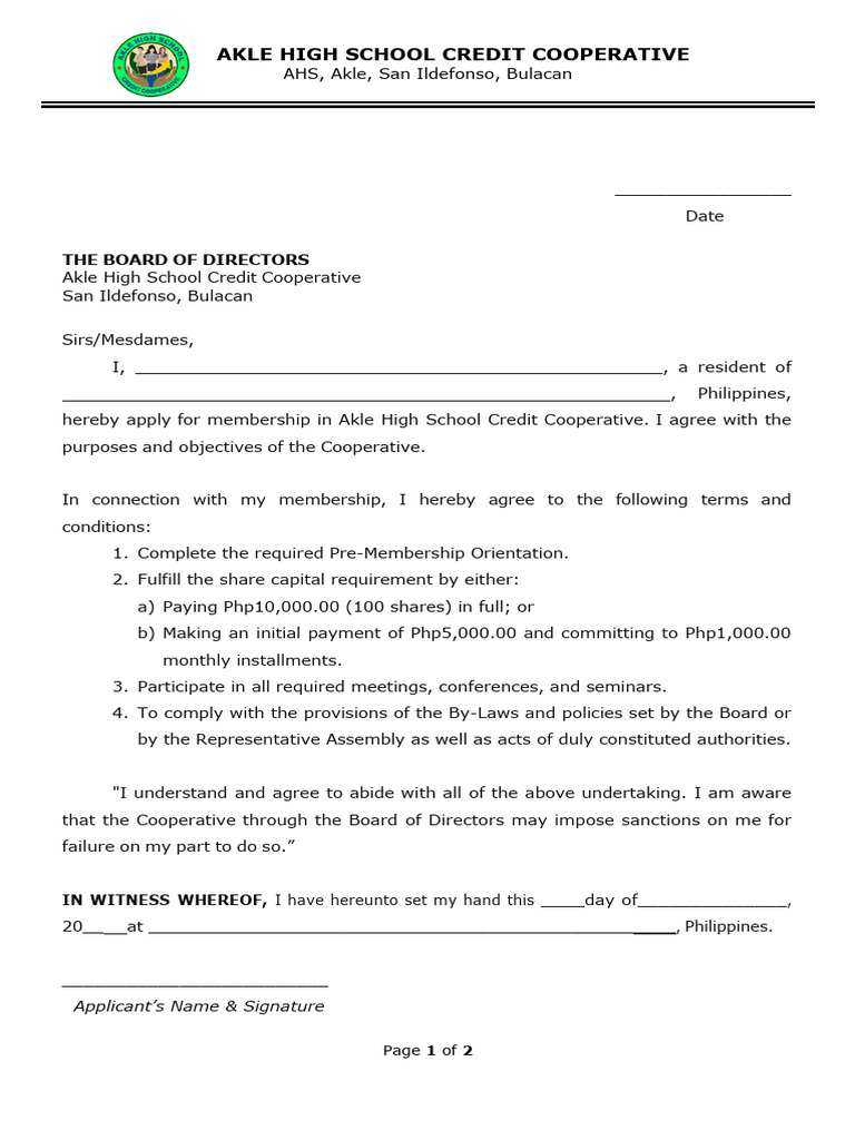 AHSCC Membership Form | PDF