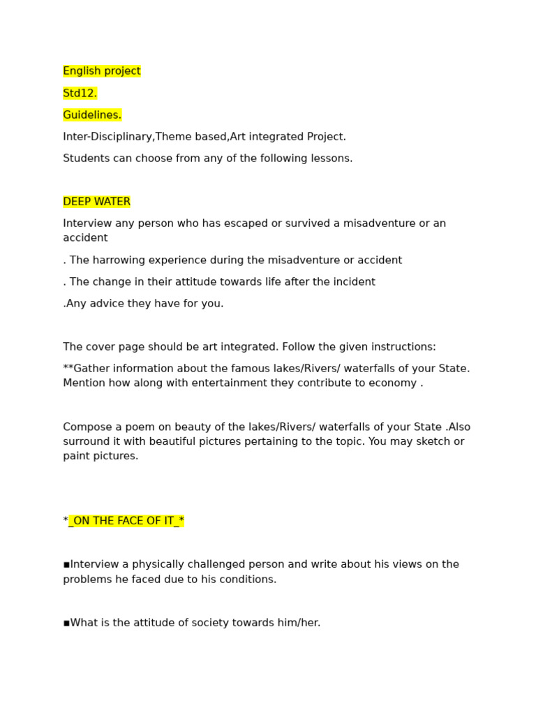 Interdisciplinary Art-Integrated Project Guide | PDF | Essays ...