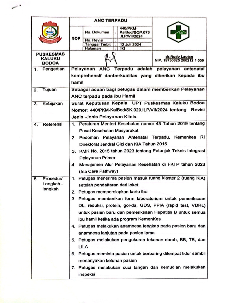 SOP ANC TERPADU | PDF