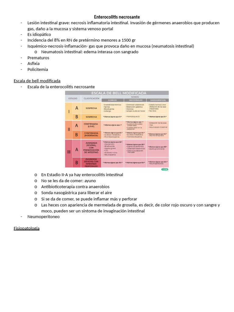 Escala de Bell en Enterocolitis Necrosante | PDF