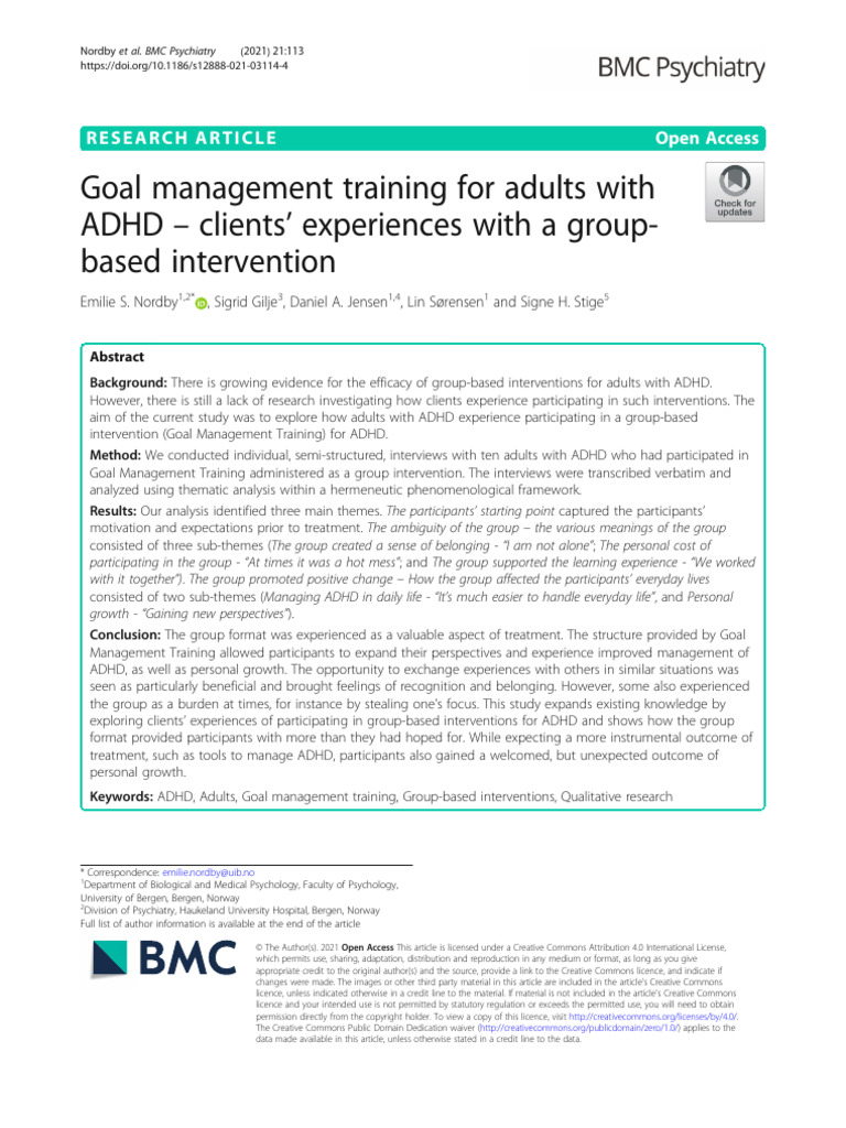 Goal management training for adults with DHD | PDF