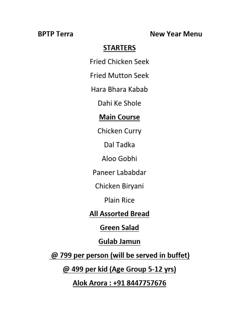 New Year Buffet Menu | PDF