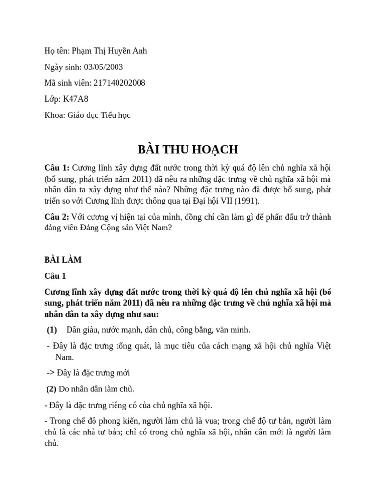 Bài Thu Ho CH | PDF