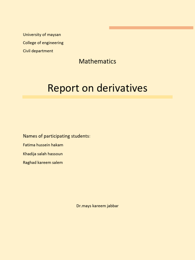 fatima hussein | PDF | Derivative | Mathematical Concepts