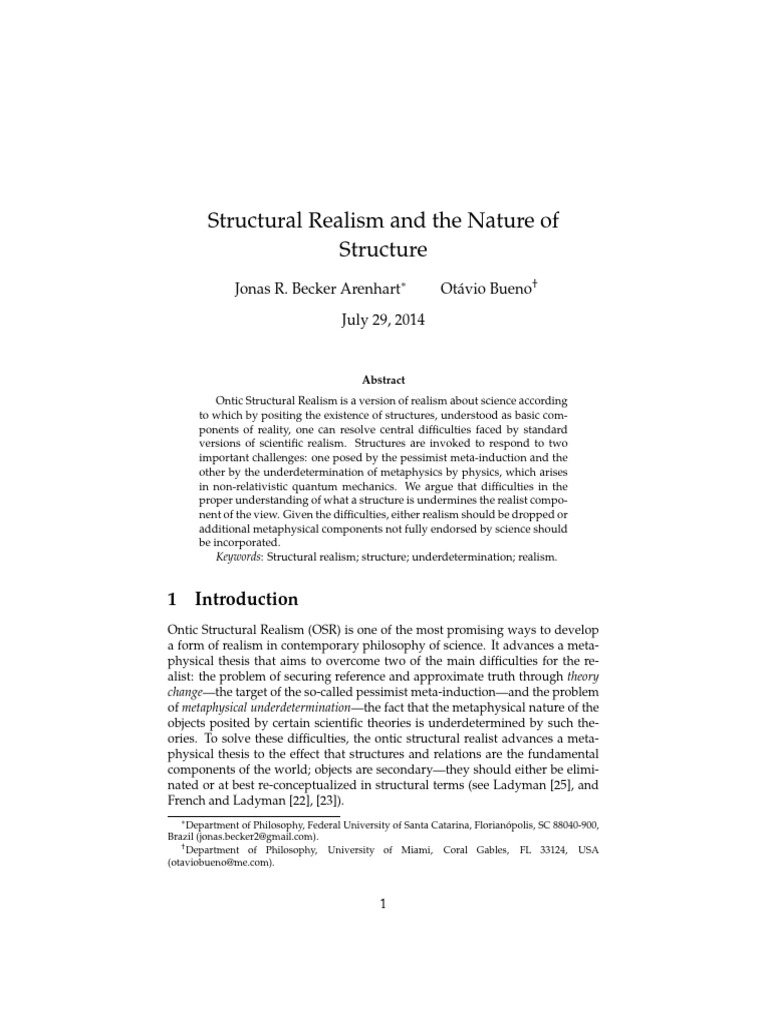 Structural Realism and The Nature of STR | PDF | Philosophical Realism ...