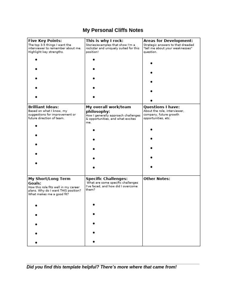 Job Interview One-Sheeter | PDF