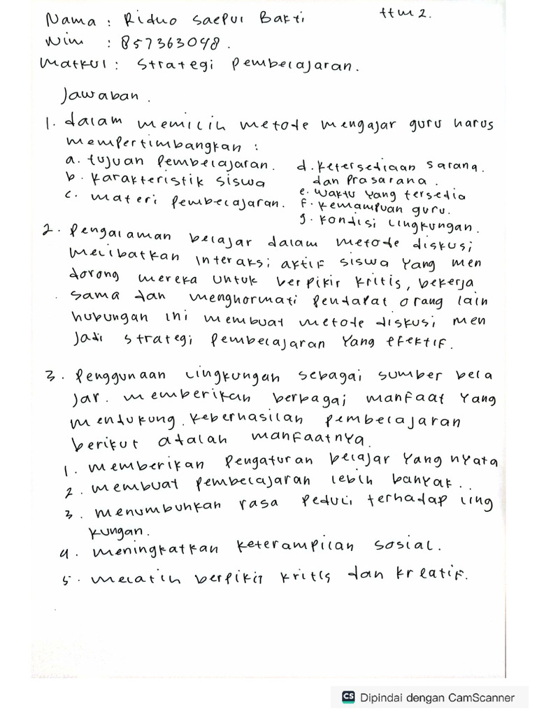 strategi pembelajaran ttm 2 | PDF