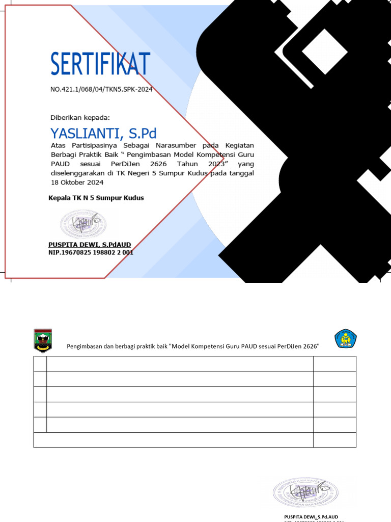 Sertifikat Narasumber | PDF